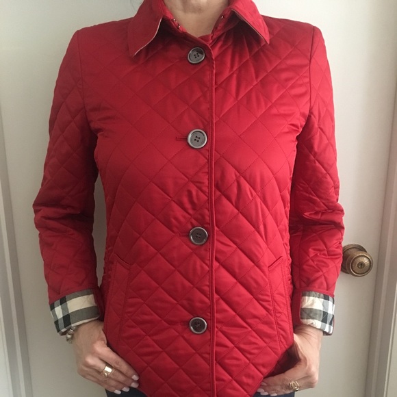 Burberry | Jackets & Coats | Burberrry Quilted Red Jacket | Poshmark
